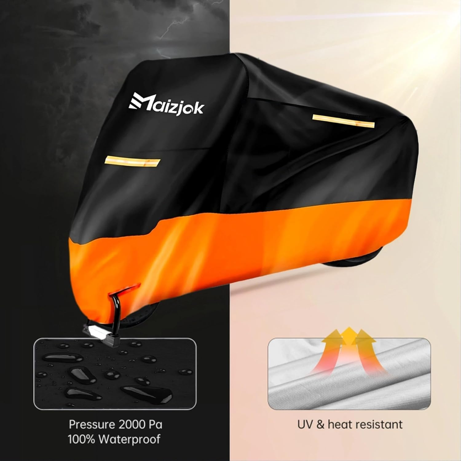 Maizjok Waterproof Motorcycle Cover – Heavy Duty 210D Outdoor All ...