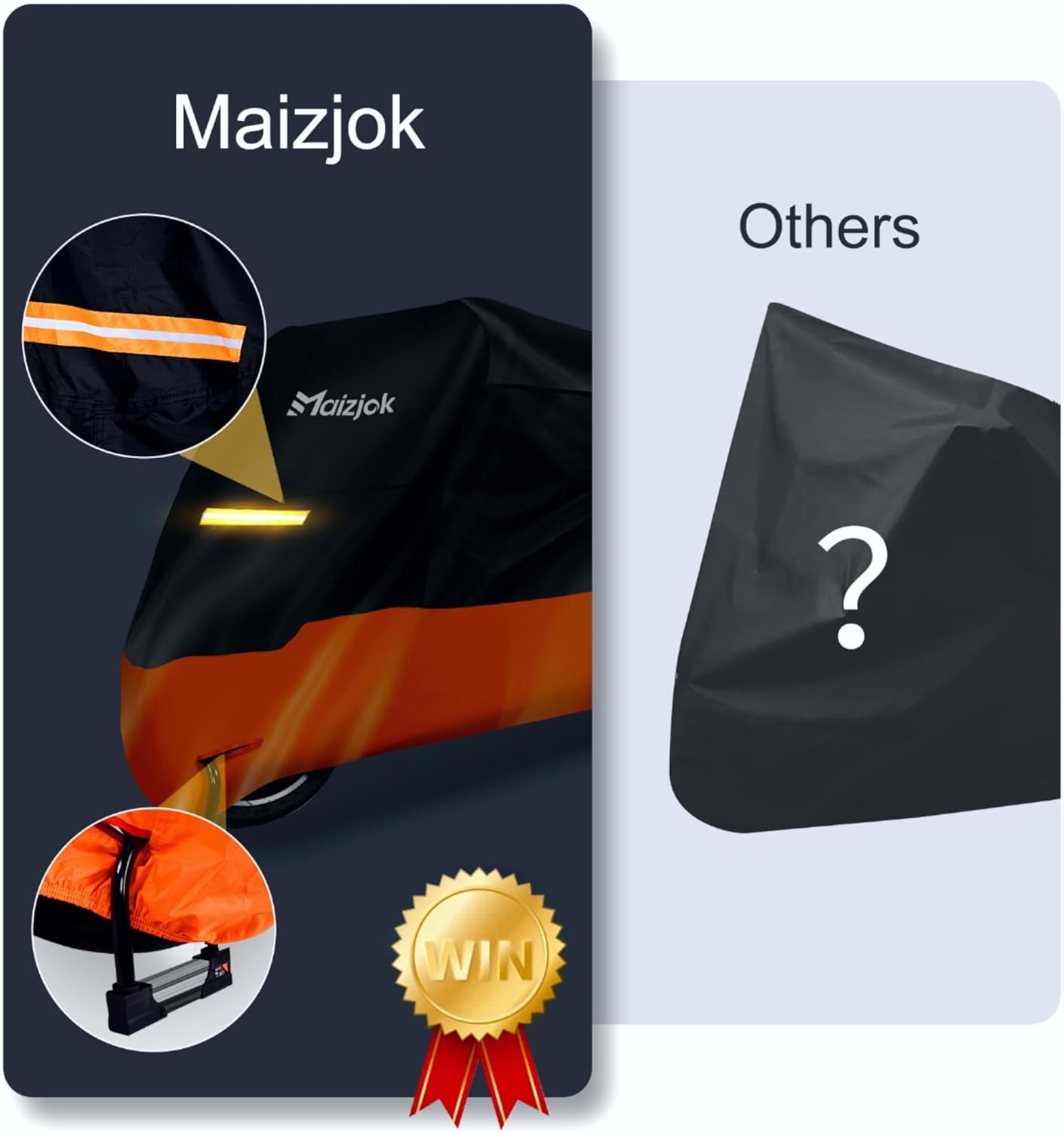Maizjok Waterproof Motorcycle Cover – Heavy Duty 210D Outdoor All ...