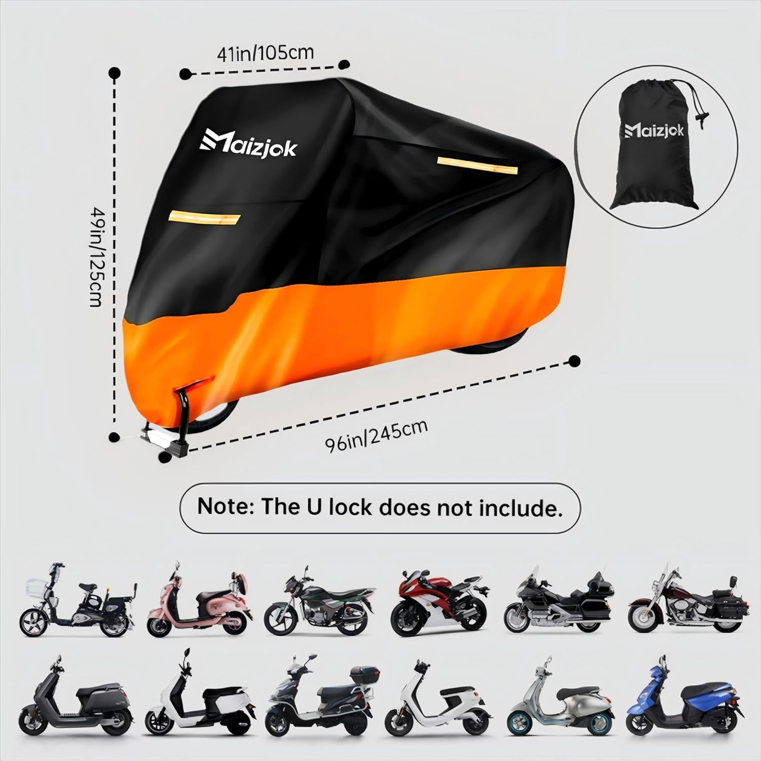 Maizjok Waterproof Motorcycle Cover – Heavy Duty 210D Outdoor All ...