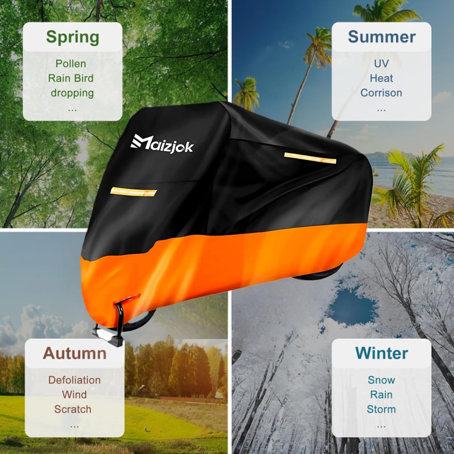 Maizjok Waterproof Motorcycle Cover – Heavy Duty 210D Outdoor All ...